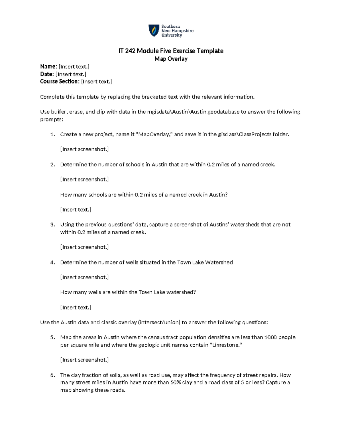 IT 242 Module 5 Exercise: Map Overlay Analysis Template - Studocu