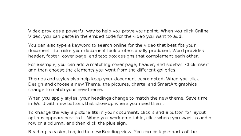 Enhancing Document Design with Video Integration in Word - Studocu