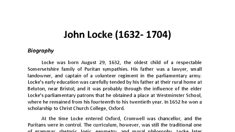 John Locke (1704) - Comprehensive Biography and Political Philosophy ...