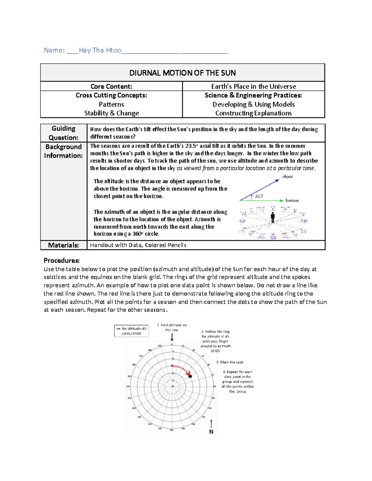 Diurnal Motion of the Sun: Axial Tilt & Solar Energy Effects - Studocu