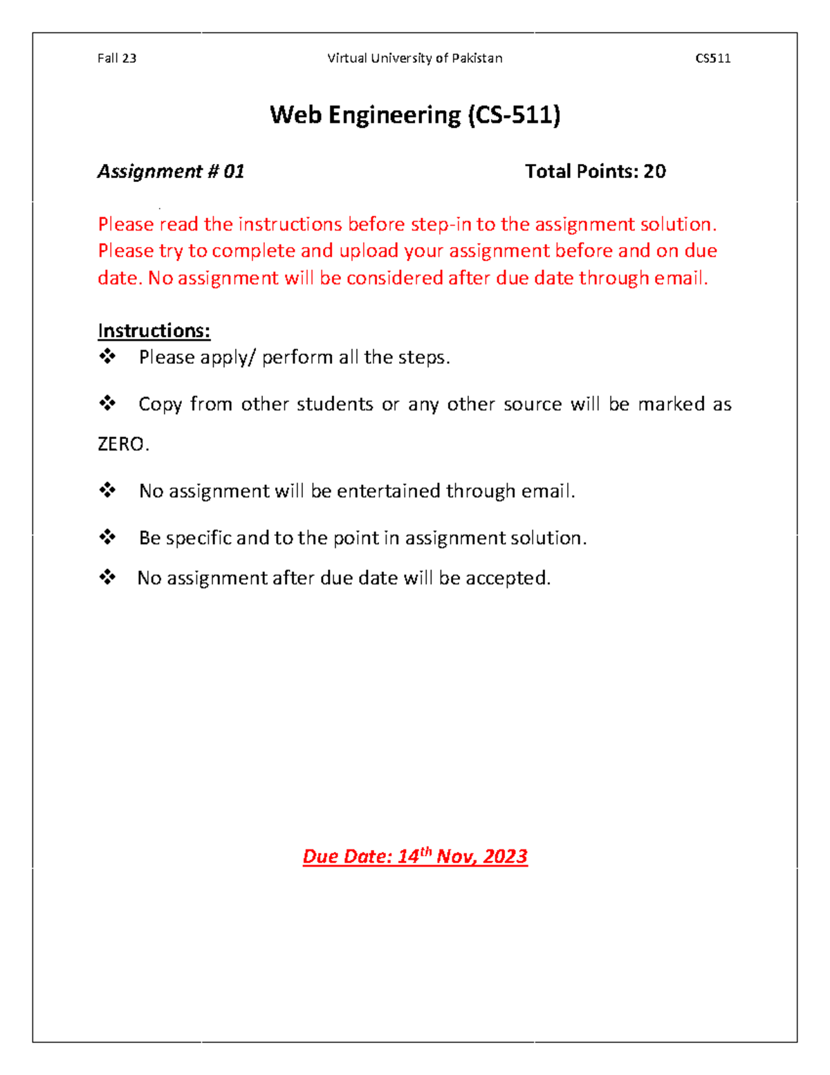 Fall 2023 CS511 1 - ,,, - Fall 23 Virtual University of Pakistan CS Web ...