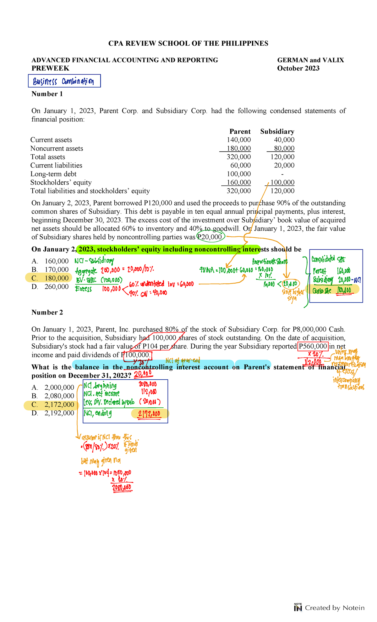 94 - AFAR Preweek Lecture Annotated - CPA REVIEW SCHOOL OF THE PHILIPPINES ADVANCED FINANCIAL ...