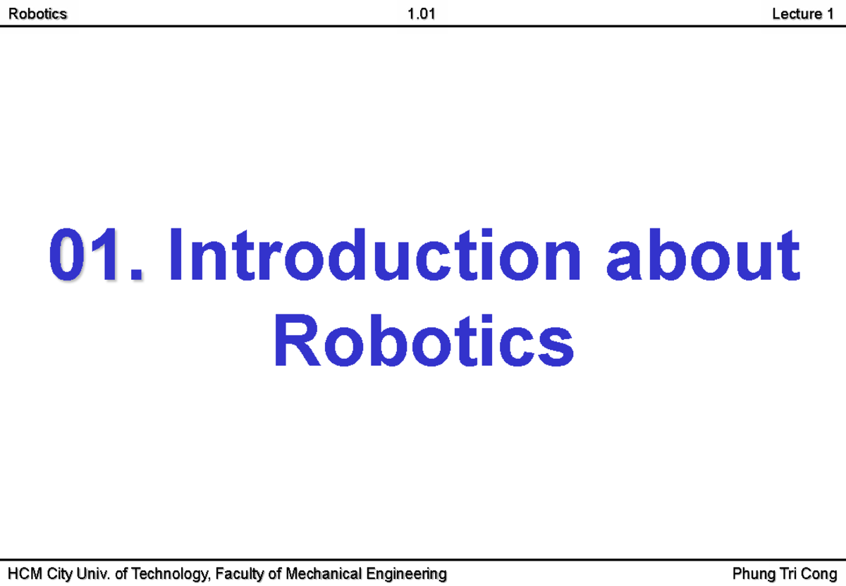 Robotics 1.01 Lecture 1: Introduction to Robotics Concepts - Studocu
