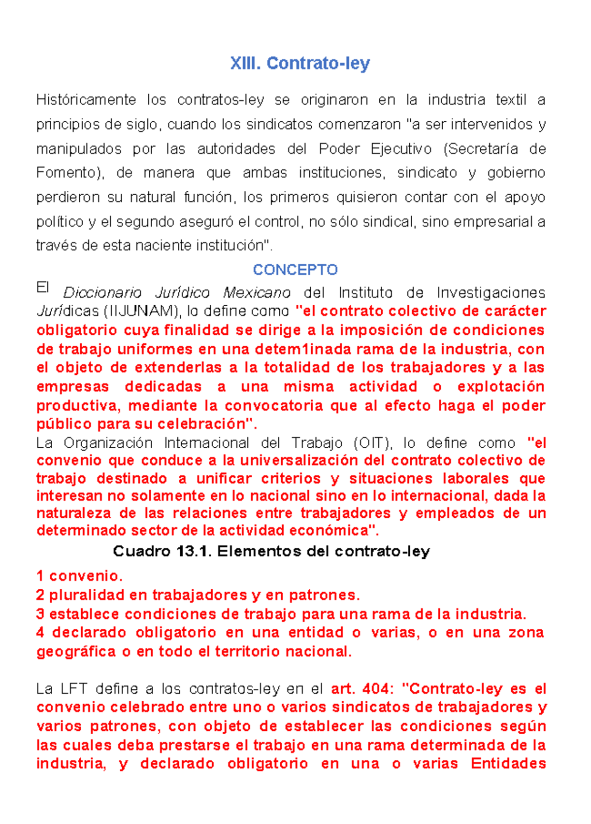 Resumen del Contrato-Ley: Conceptos y Procedimientos Clave - Studocu