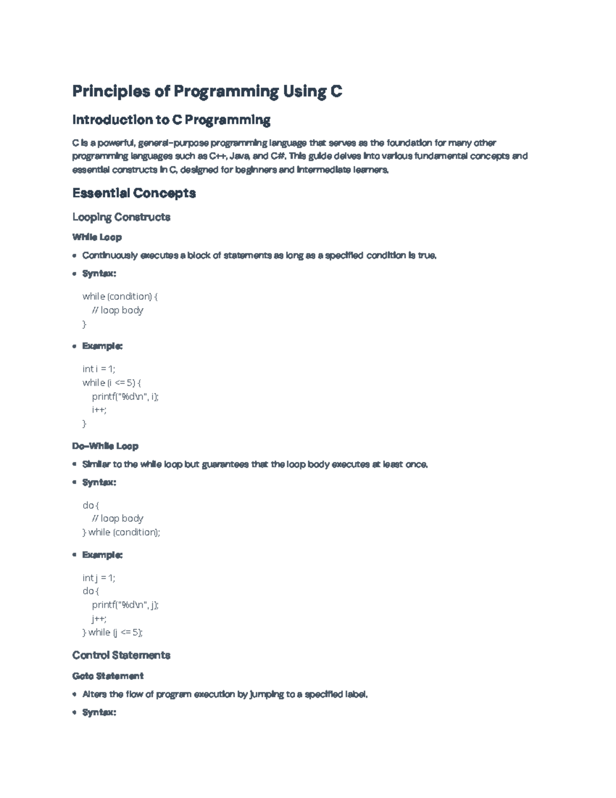 C Programming Fundamentals Guide: Loops, Functions & Arrays ...