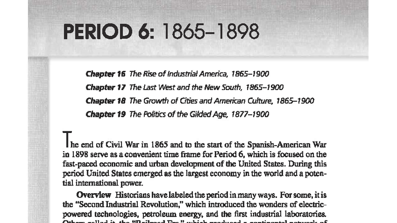 U.S. HISTORY: PERIOD 6 - Chapter 16 Notes on Industrial Growth - Studocu