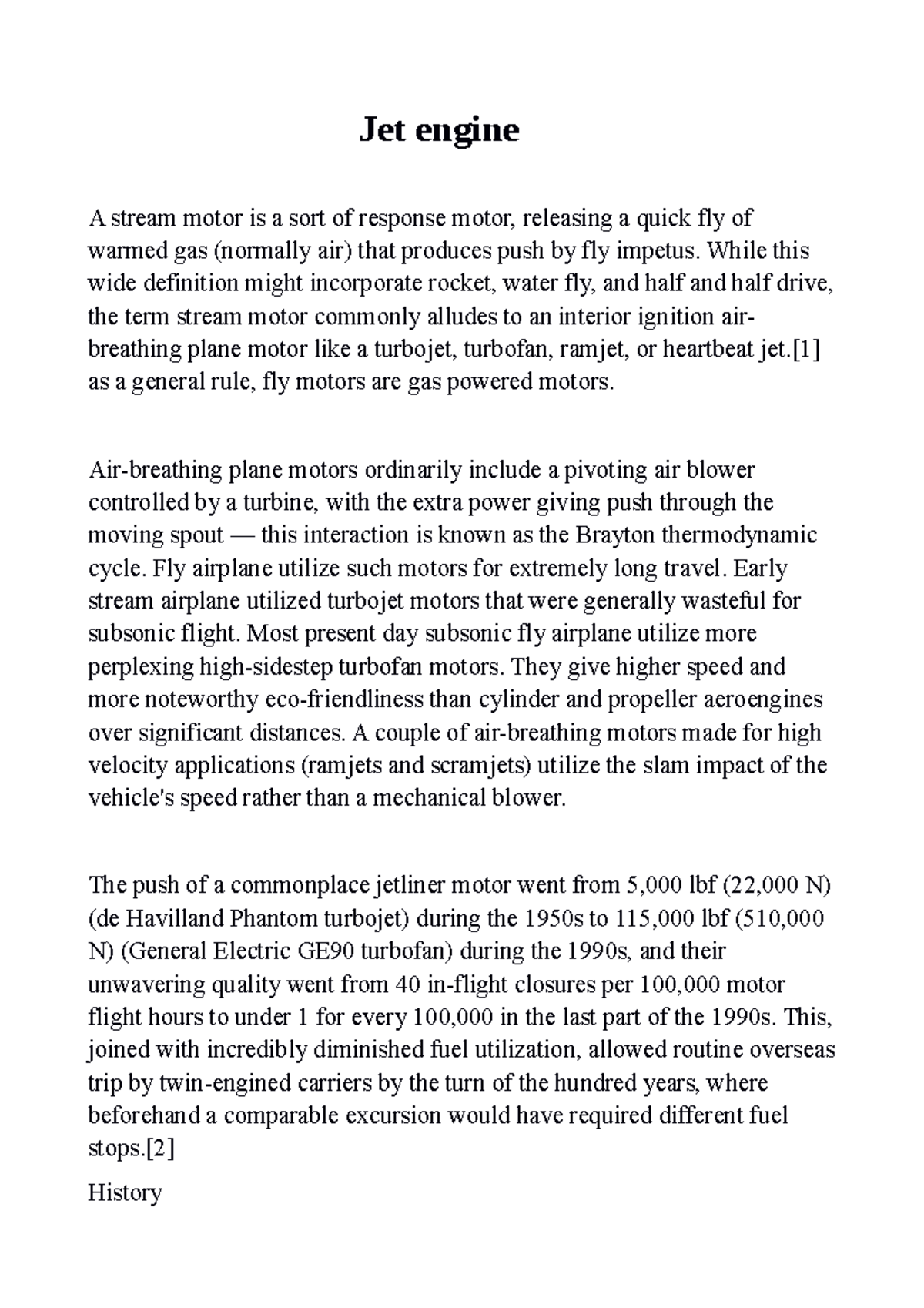 Jet engine - Shafan - Jet engine A stream motor is a sort of response ...