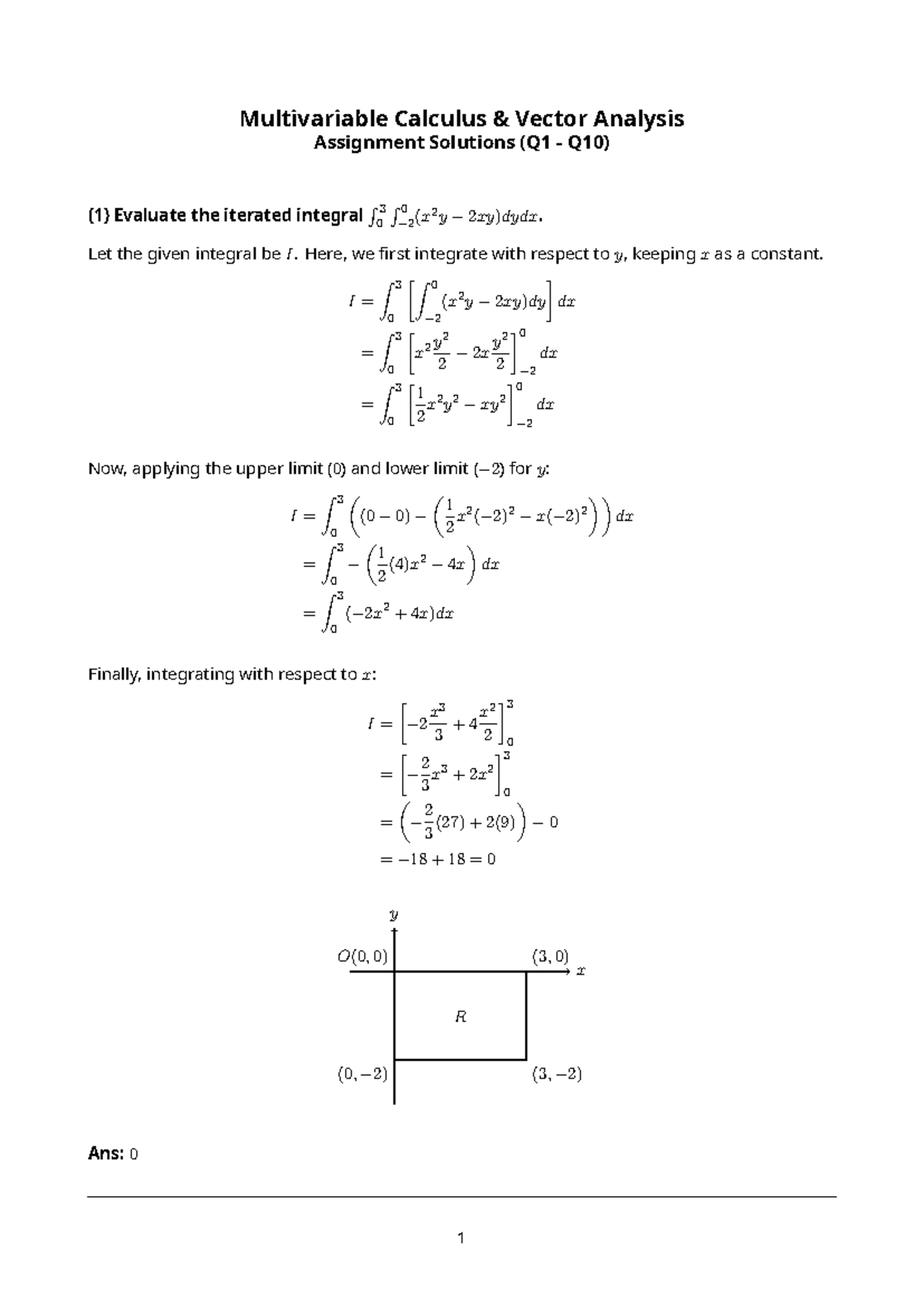 Multivariable Calculus Assignment Solutions (Q1-Q10) - Studocu