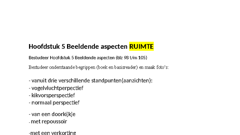 Huiswerk-BB-ruimte-4H-kunstgeschiedenis - Hoofdstuk 5 Beeldende ...