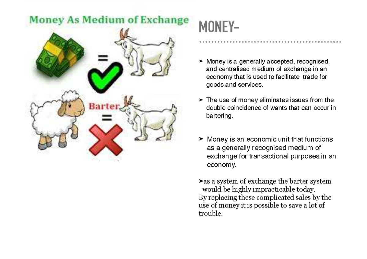 Unit 3 (Part A) - Functions of Money and Barter System Notes - Studocu
