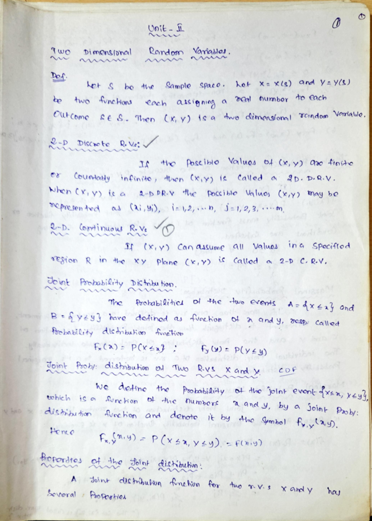 Unit II: Two-Dimensional Random Variables - Concepts & Properties - Studocu