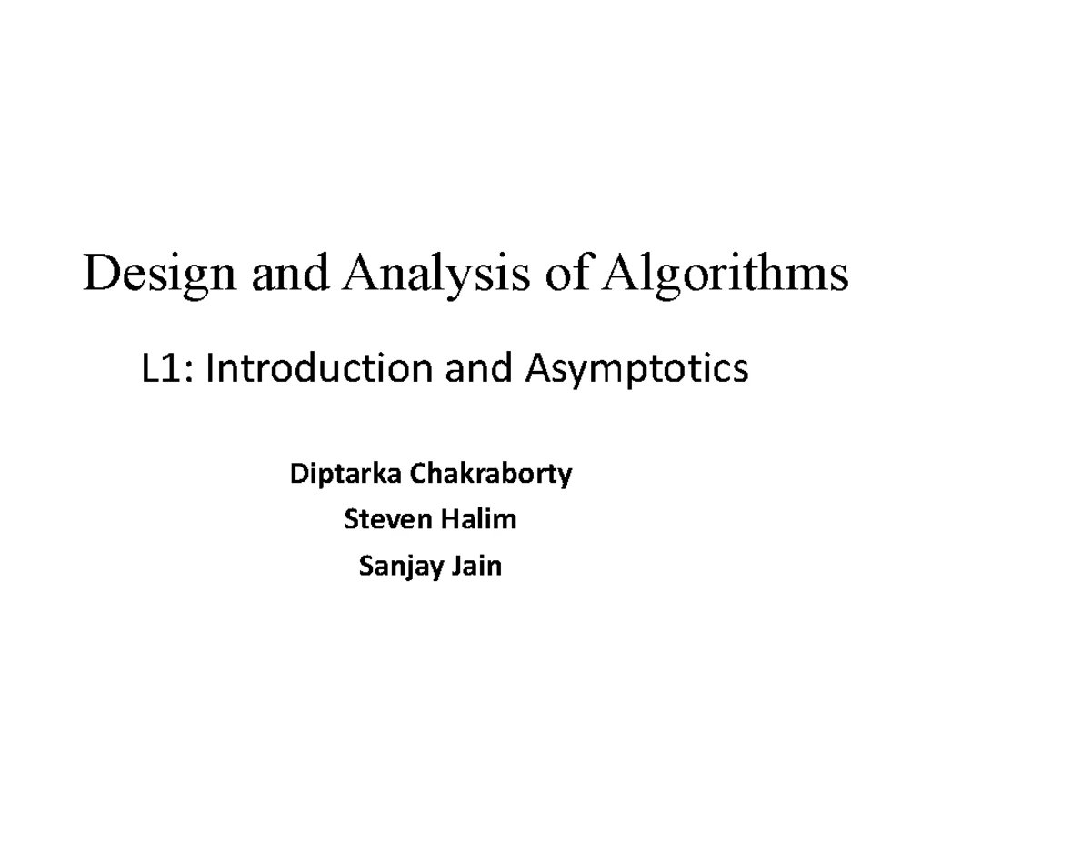 CS3230 Midterm Study Guide: Asymptotic Analysis & Algorithms - Studocu