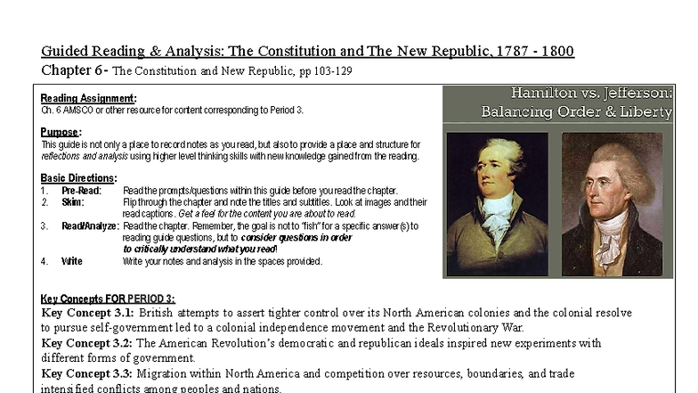 APUSH Chapter 6: Guided Reading on The Constitution & New Republic ...