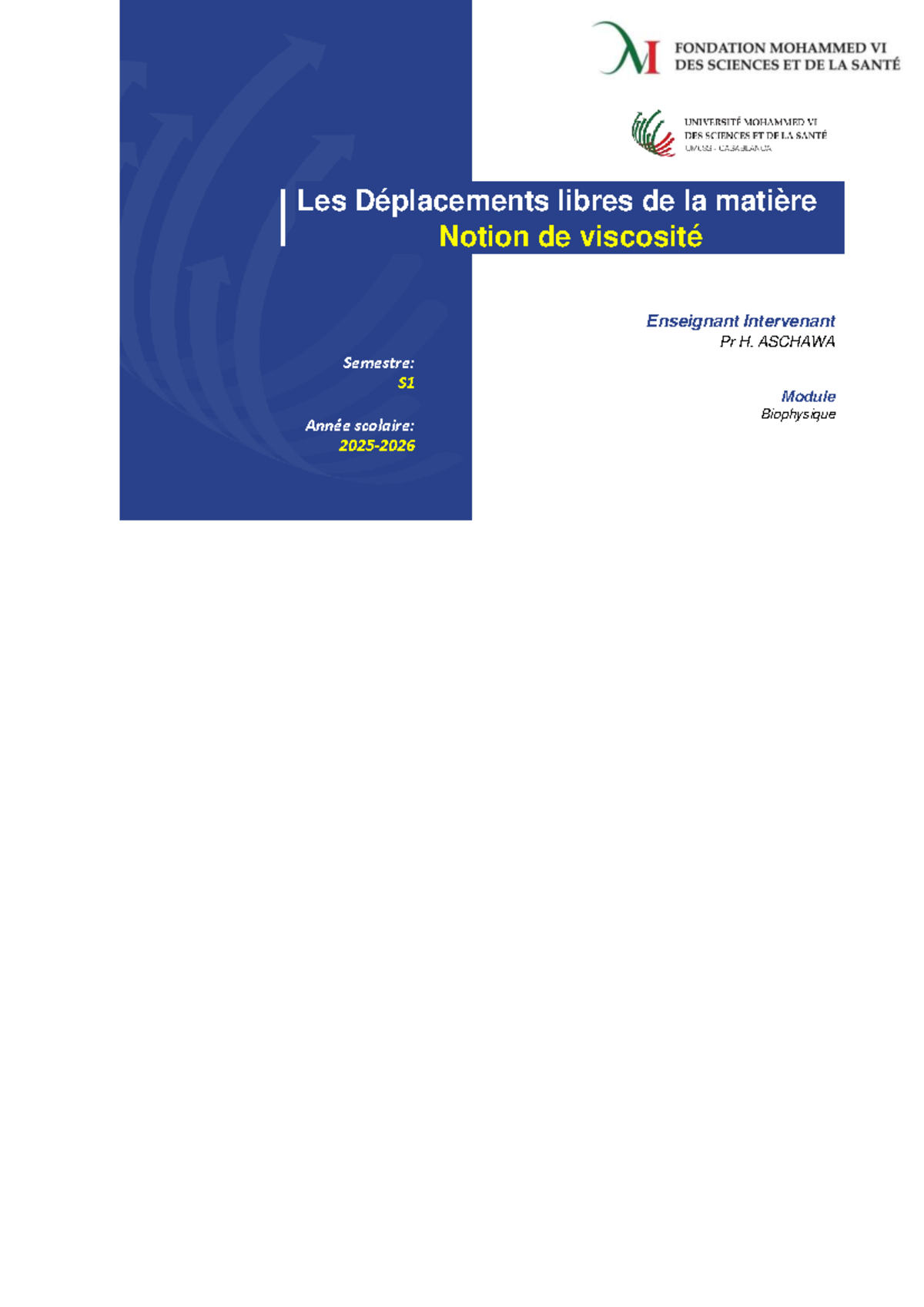 Les Déplacements Libres de la Matière : Notion de Viscosité ...