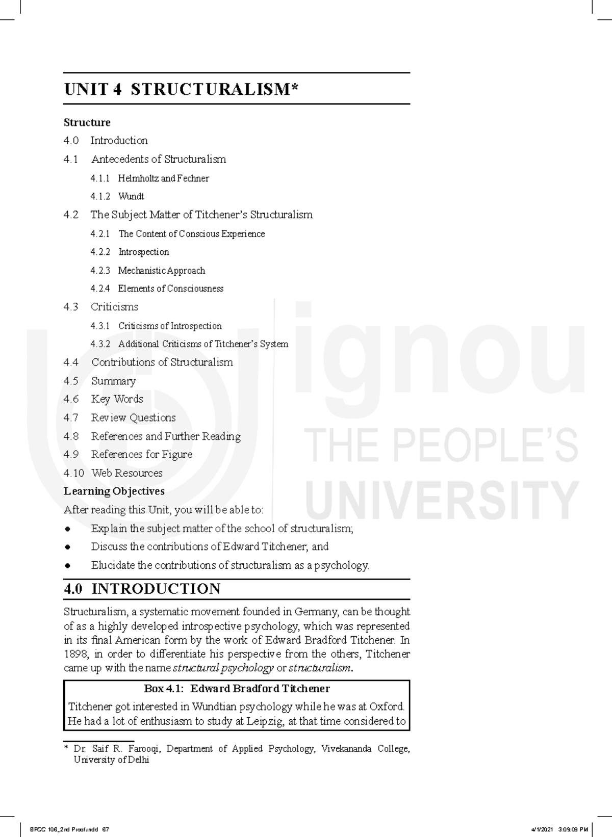 IGNOU PSY-103: Structuralism in Psychology - Key Concepts and Critiques - Studocu