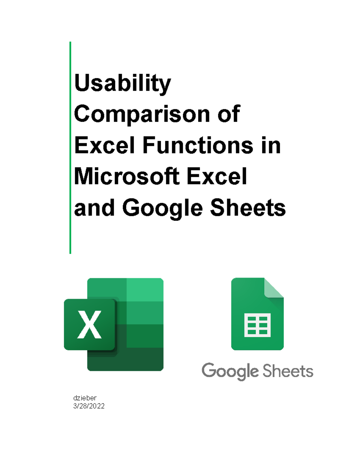 Usability Comparison of Excel & Google Sheets: Final E Analysis - Studocu