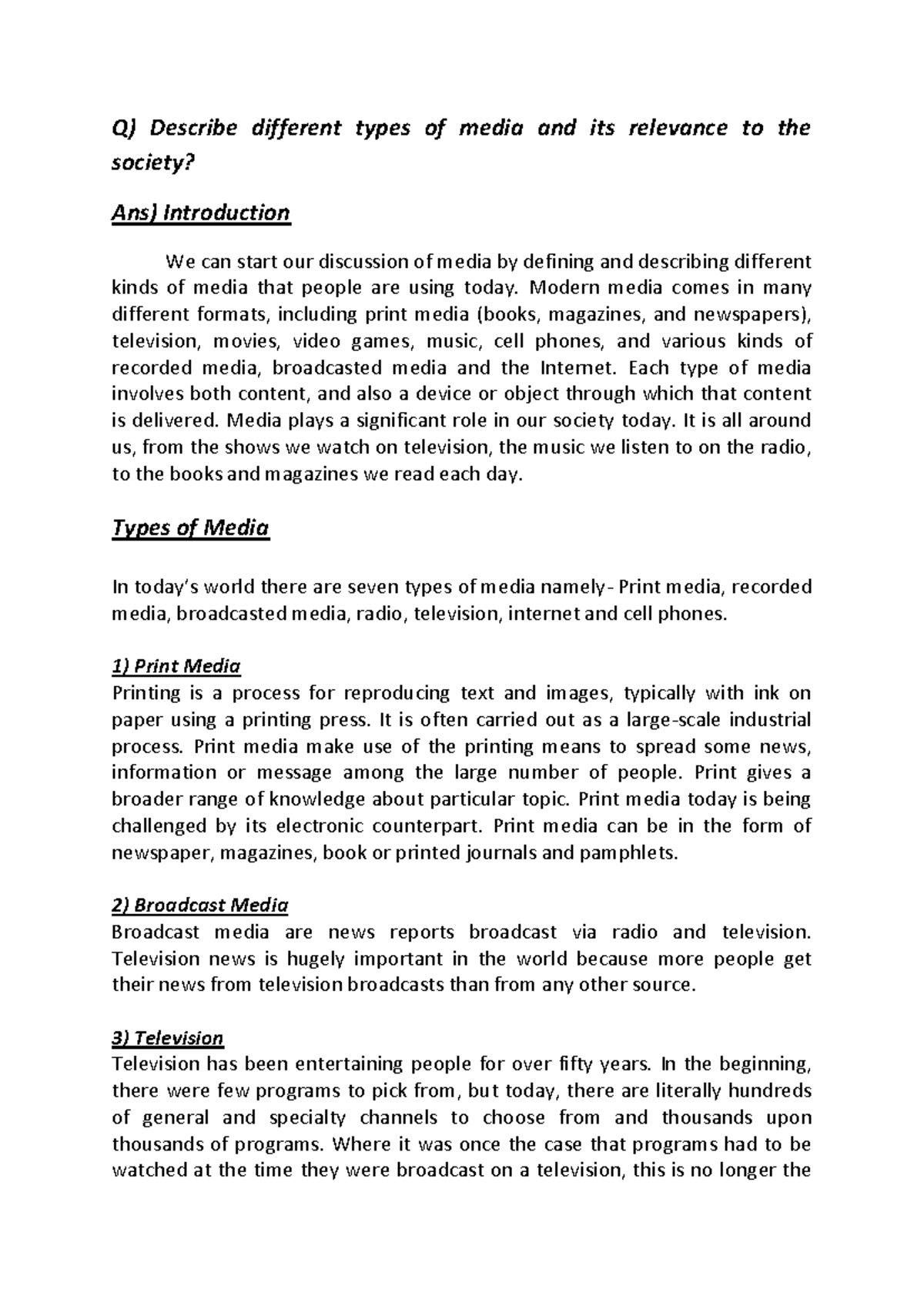 Different Types of Media and Their Societal Relevance - Q Analysis ...