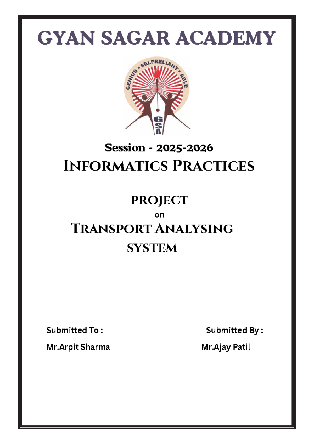 Informatics Practices Project: Transport Analysing System (Class 12 ...