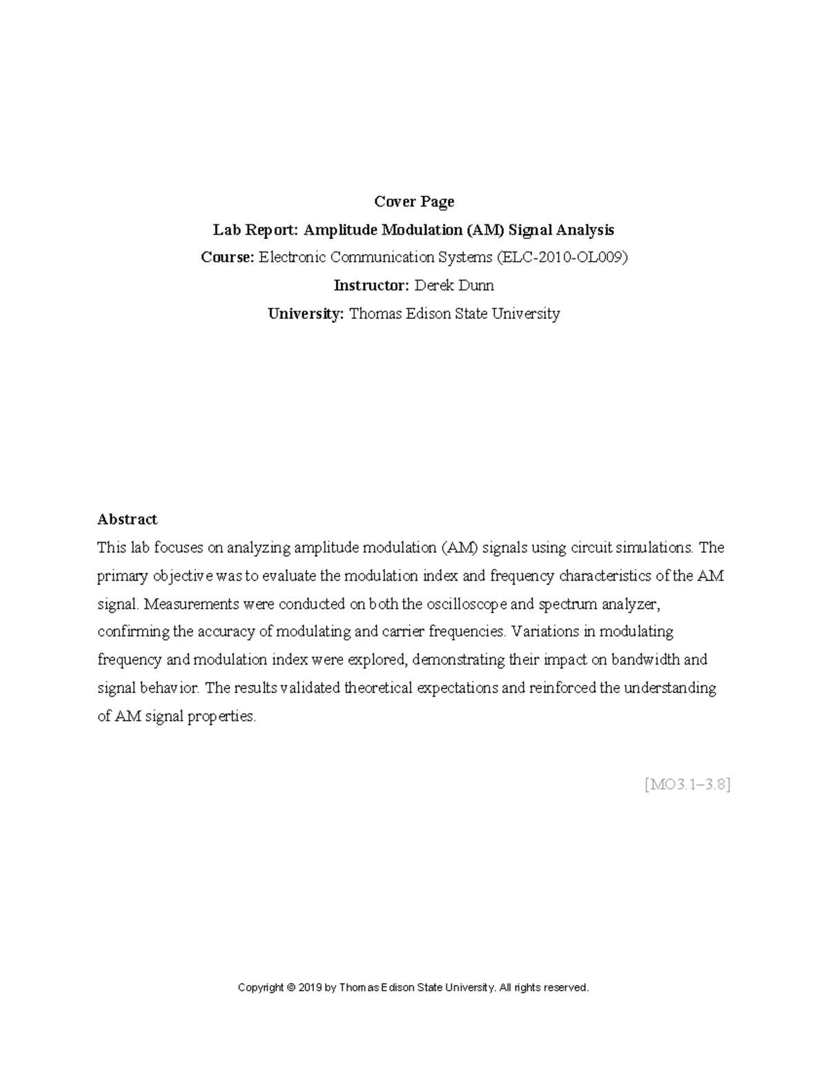 Lab Report: Amplitude Modulation (AM) Signal Analysis - LAB2 - Studocu