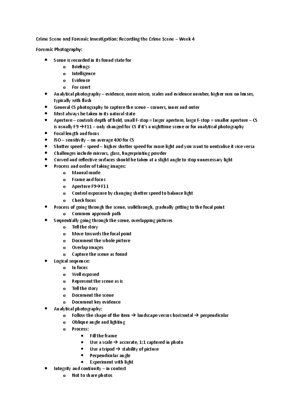 Forensic Photography Techniques: Crime Scene Documentation (Week 4 ...