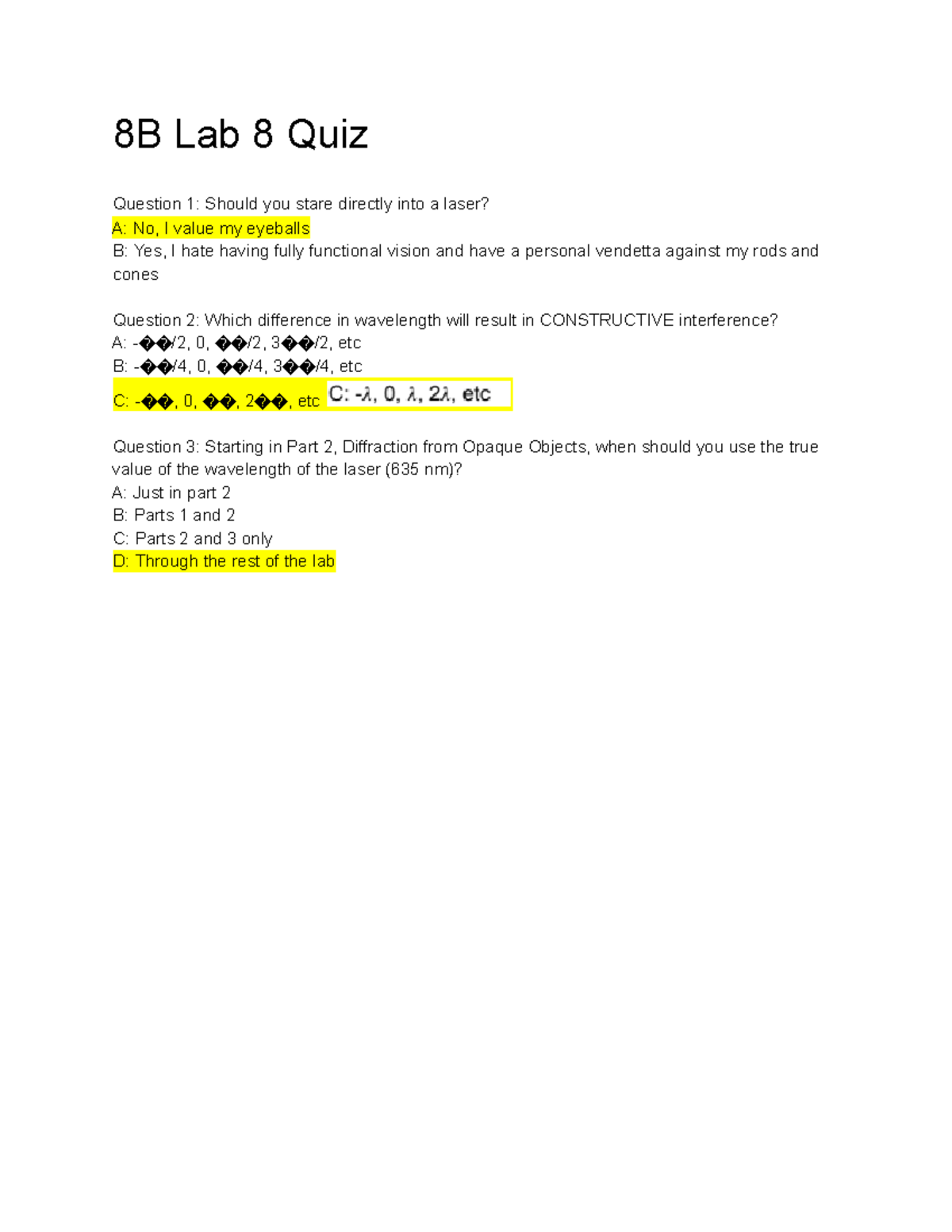 8B Lab 8 Quiz - Key Questions and Answers - Studocu