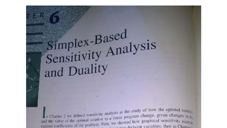 Sensitivity Analysis and Duality in Linear Programming - Studocu