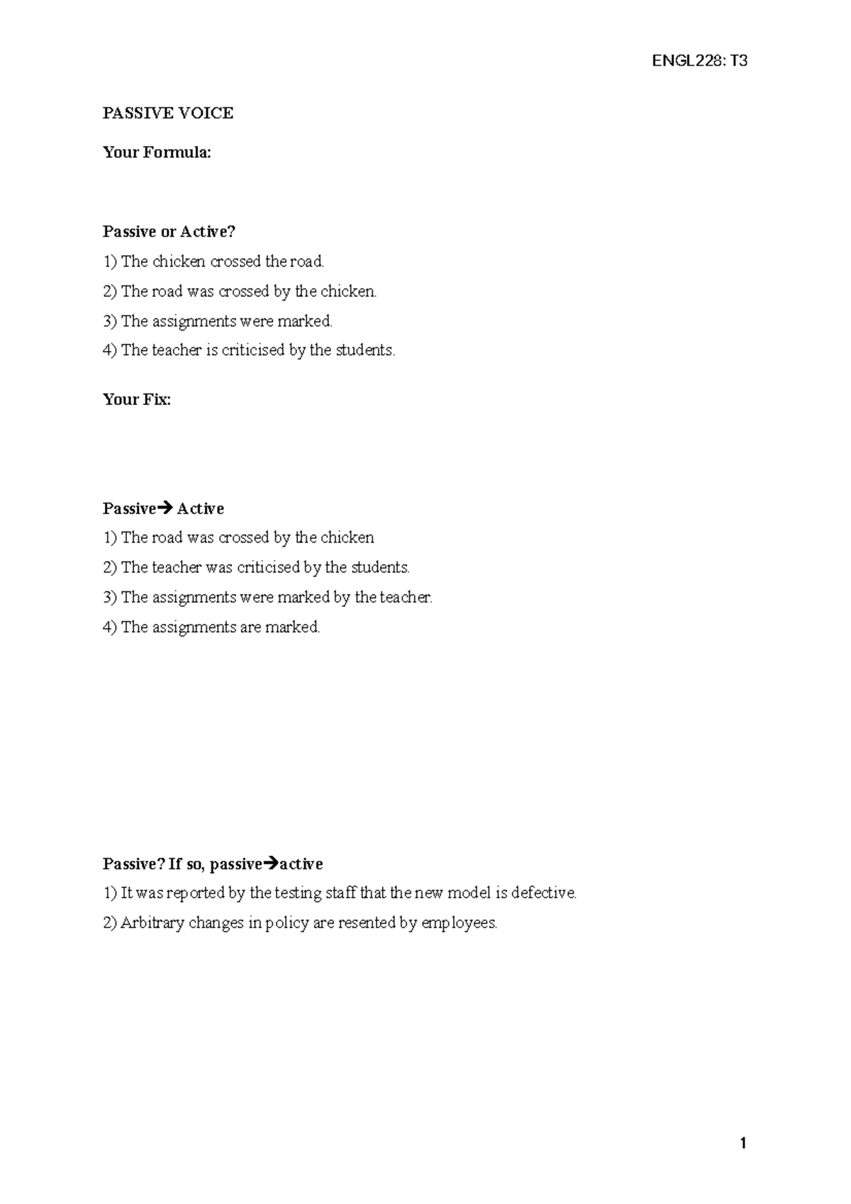 ENGL228: T3 Understanding Passive vs. Active Voice - Studocu