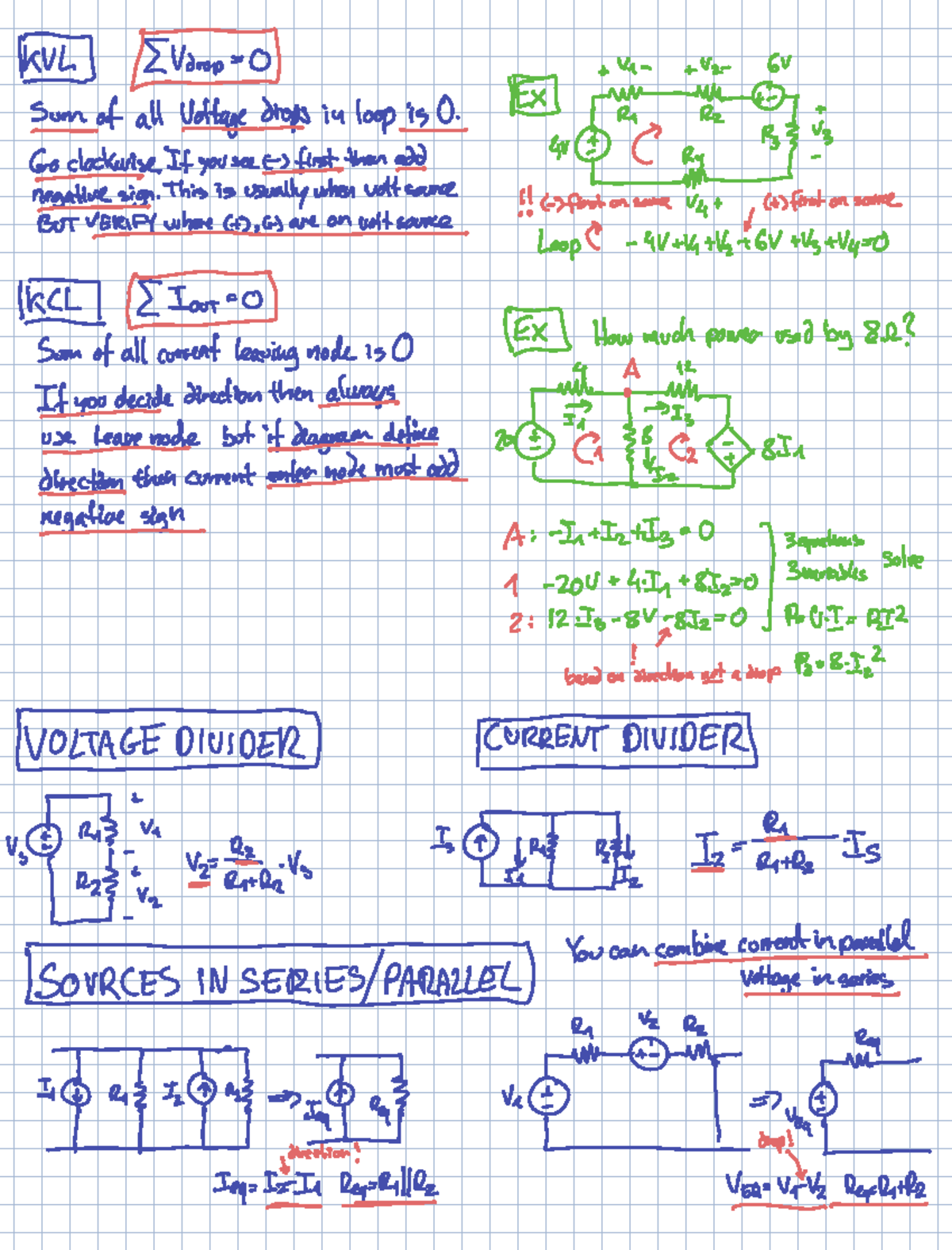 Chapter 3,4 - KVL, KCL, Node, Mesh, Superposition, Thevenin Norton ...