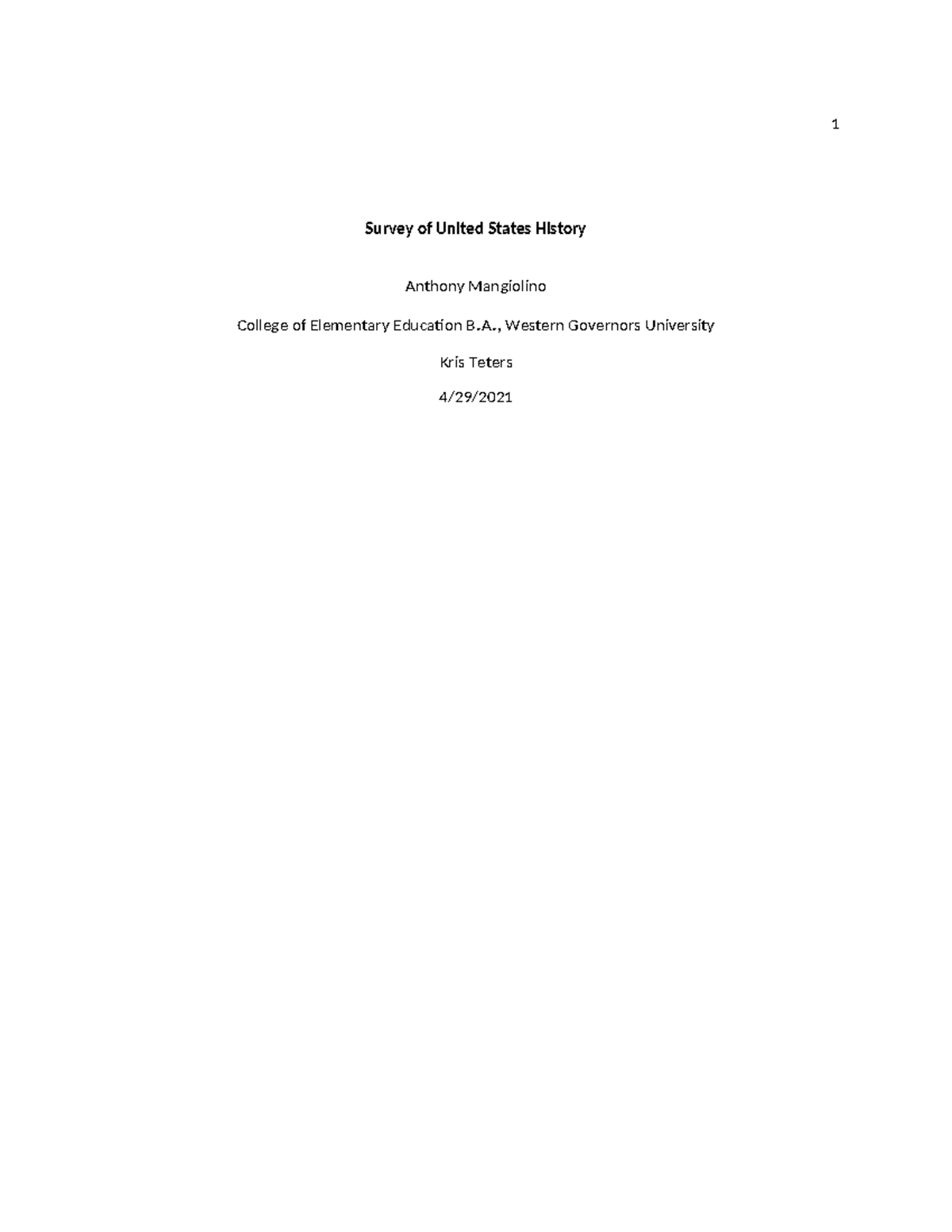 C121 - Survey of U.S. History: Great Depression & Civil Rights Movement ...