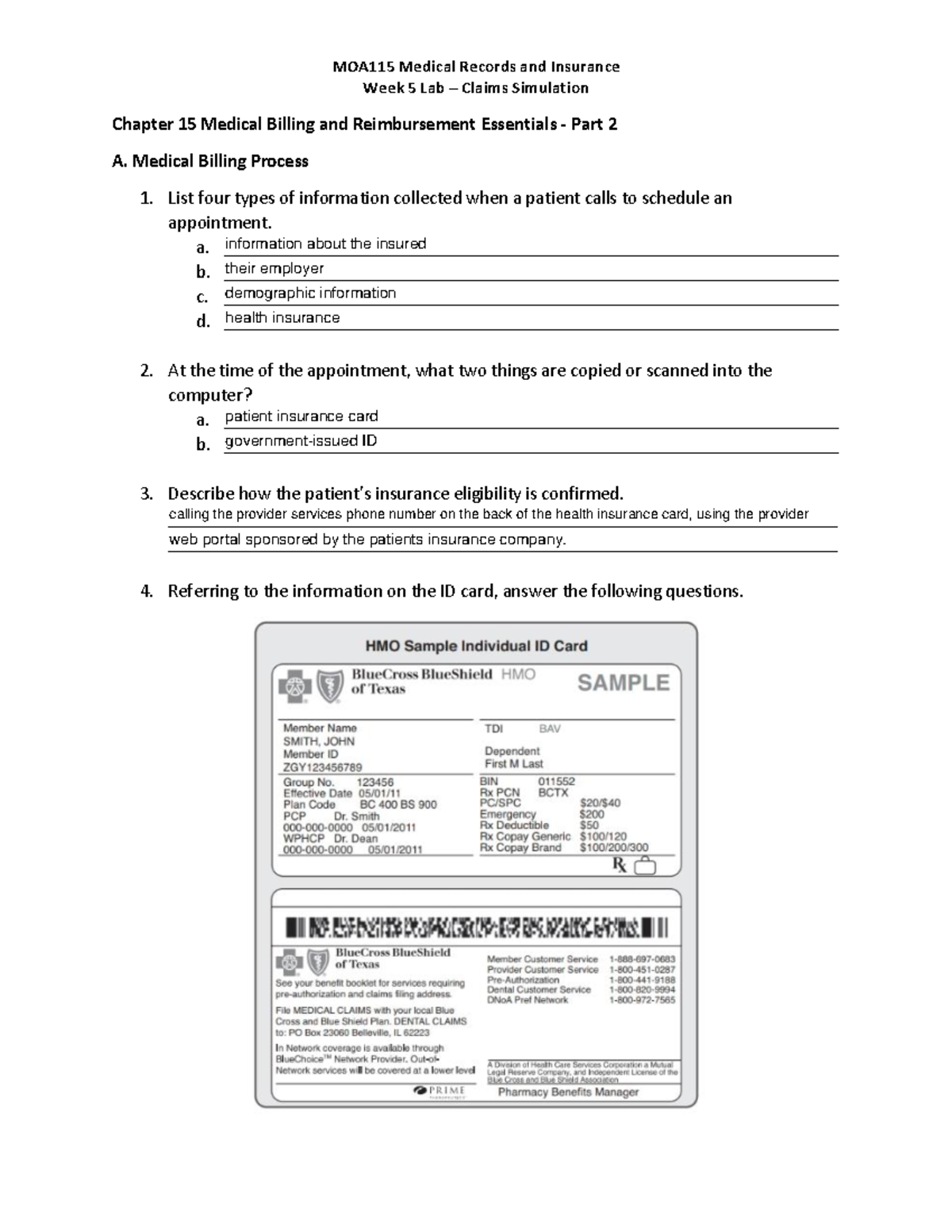 Week 5 Lab - Medical Billing and Claims Simulation Guide - Studocu
