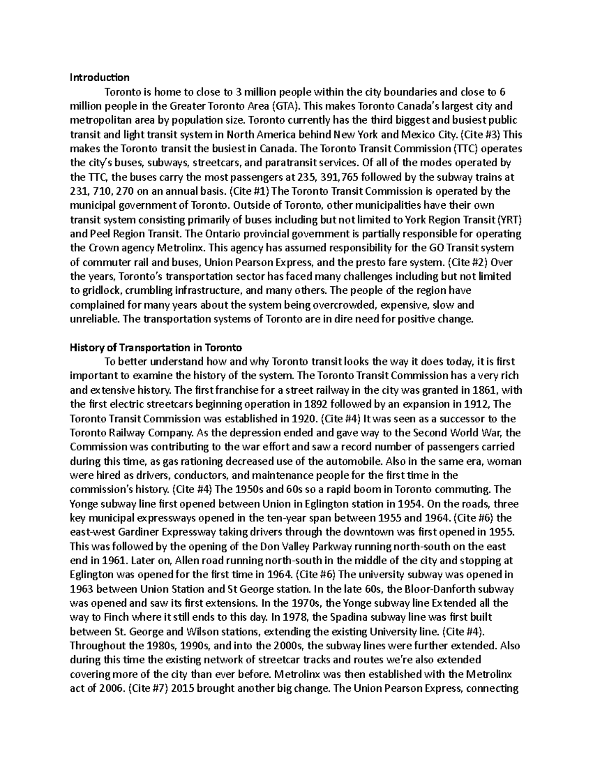 GEO Essay copy - Introduction Toronto is home to close to 3 million ...