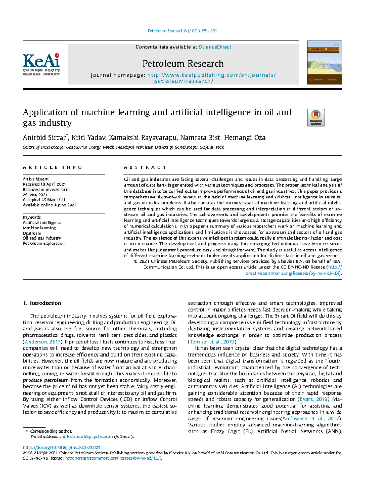 Application of Machine Learning & AI in Oil & Gas Industry (PETR 6 ...