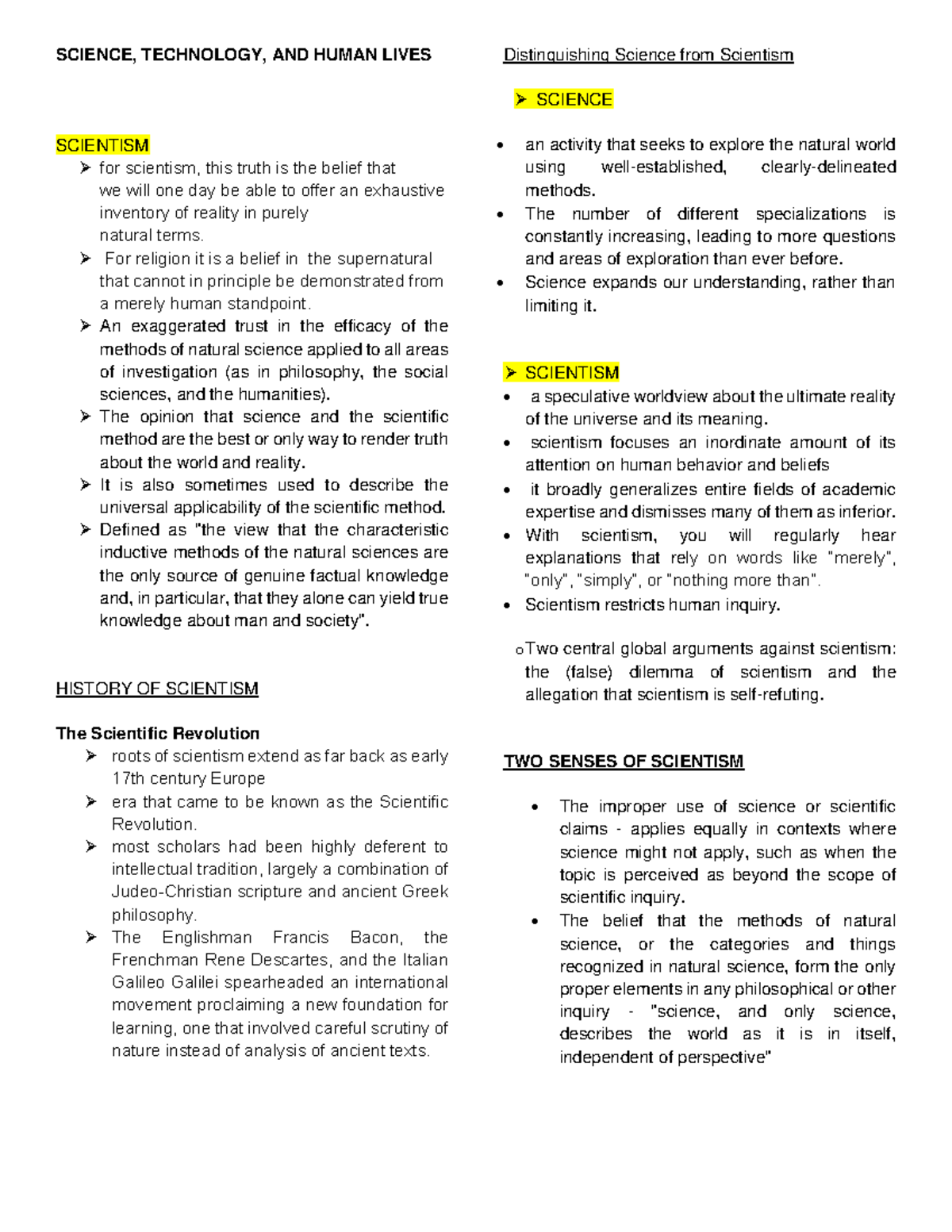 SCI 101: Science, Technology, and Human Lives - A Critical Analysis ...