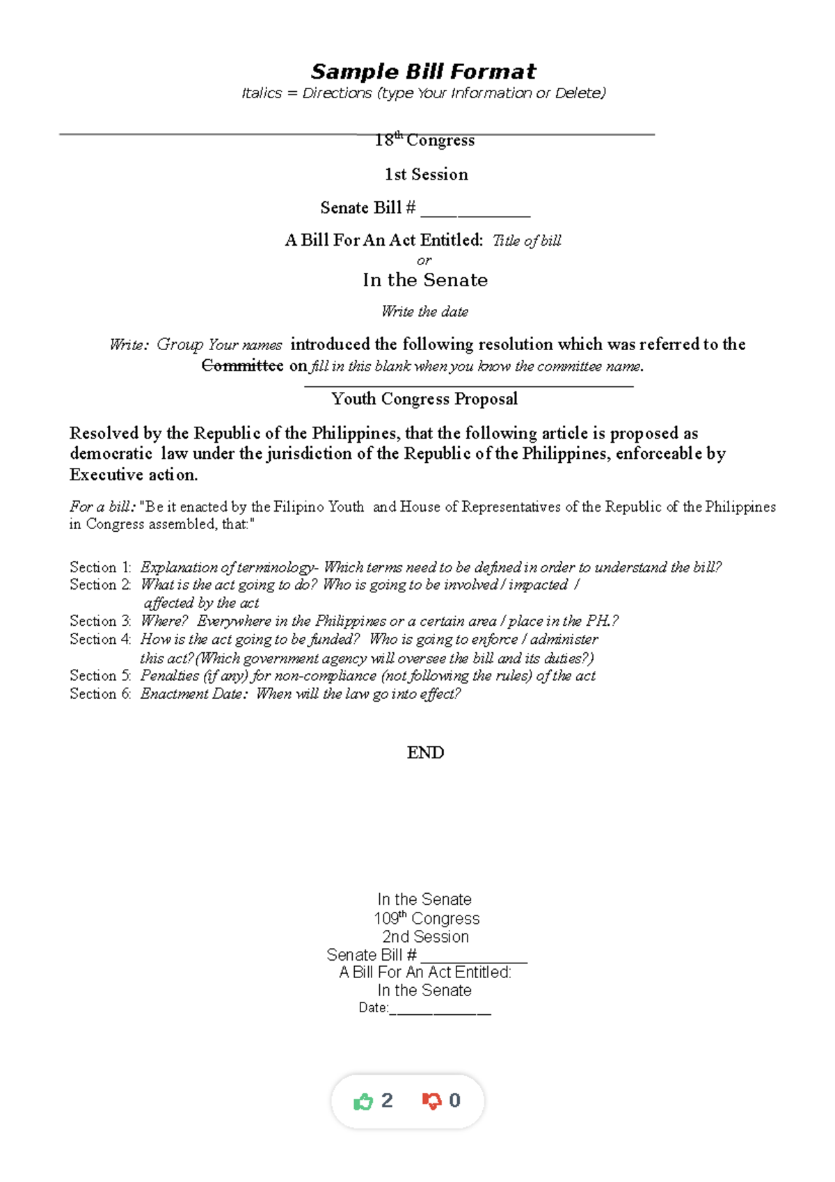 Bill Proposal Format - Politics and Governance Guide for Youth Congress ...