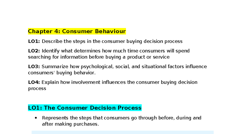 Ch 4: Consumer Behaviour - Understanding the Buying Decision Process ...