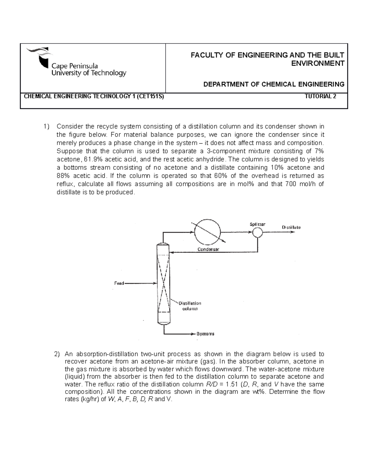 Tutorial 2 CET - FACULTY OF ENGINEERING AND THE BUILT ENVIRONMENT ...
