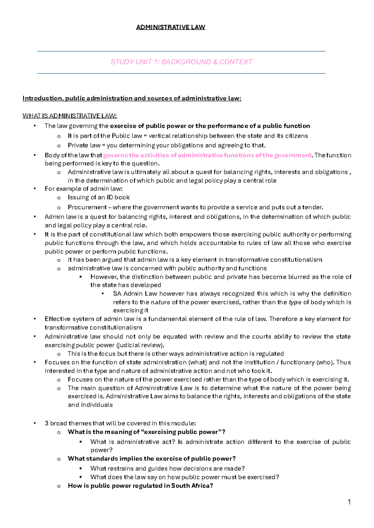 ADMINISTRATIVE LAW 101: UNDERSTANDING ADMINISTRATIVE ACTION IN SA - Studocu
