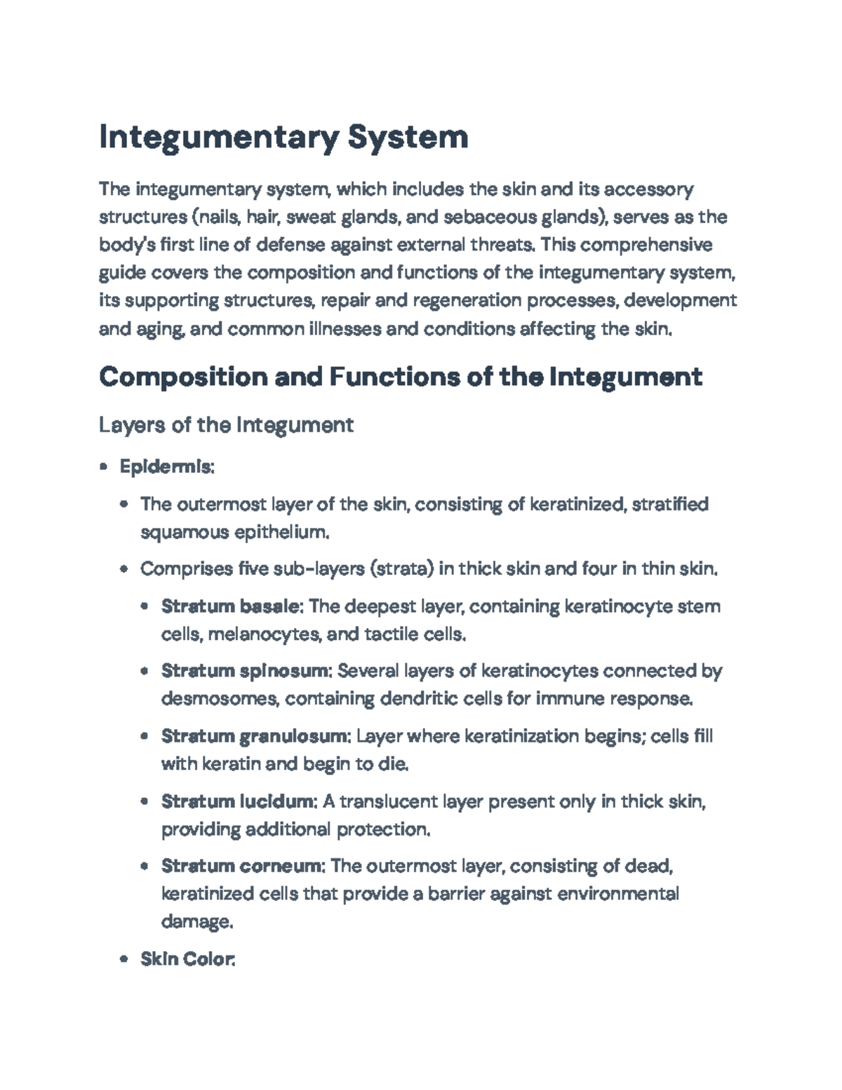 Integumentary System Overview: Structure, Function & Conditions (BIO101) - Integumentary System ...