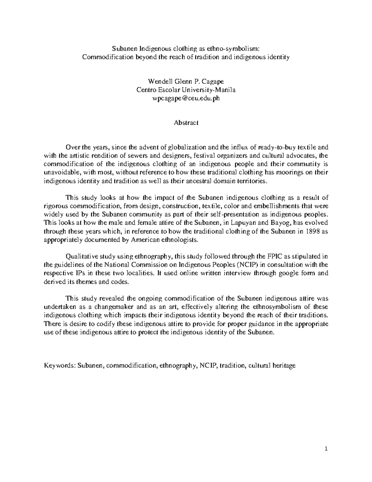 SSRN-5198536: The Commodification of Subanen Indigenous Clothing and ...