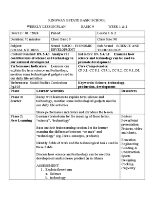 3rd TERM FORM 1 - LESSON PLAN - RINGWAY ESTATE BASIC SCHOOL WEEKLY ...