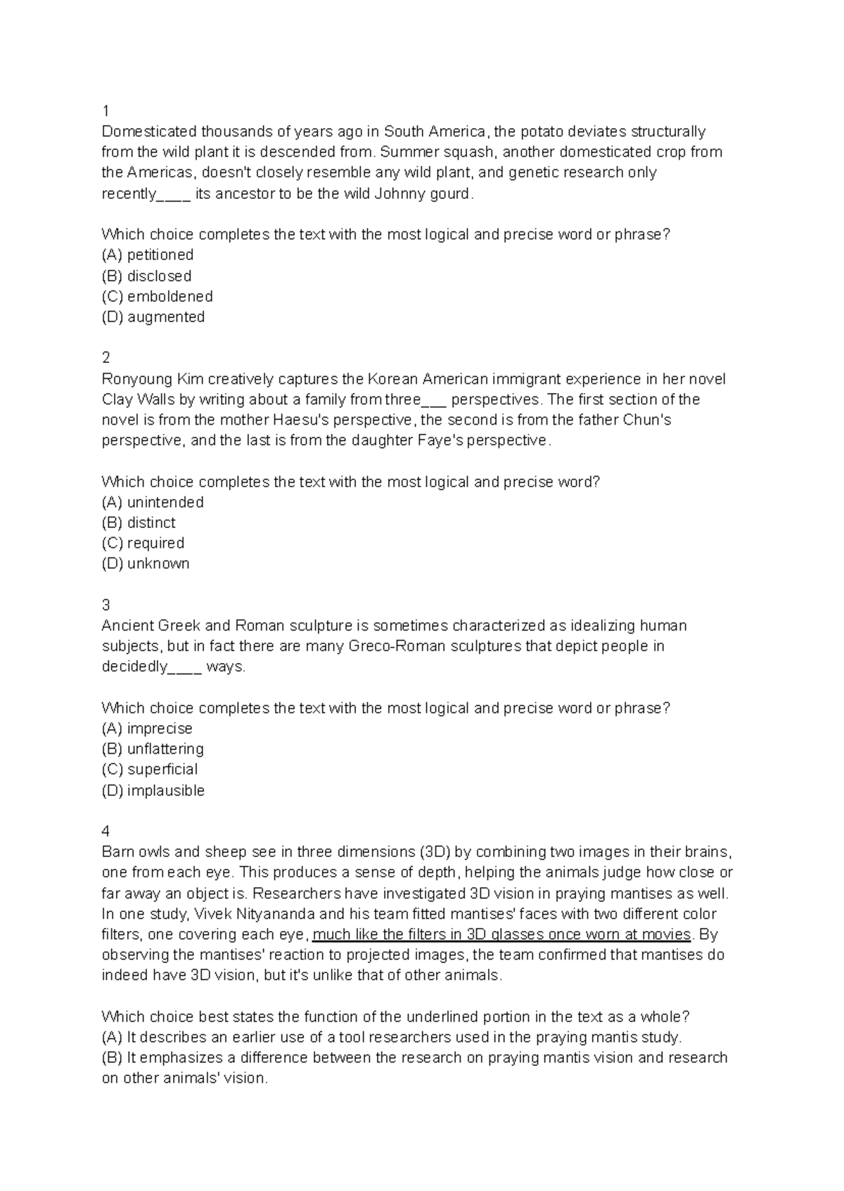 Final Exam Review: October SAT (TEST FULL) - Studocu