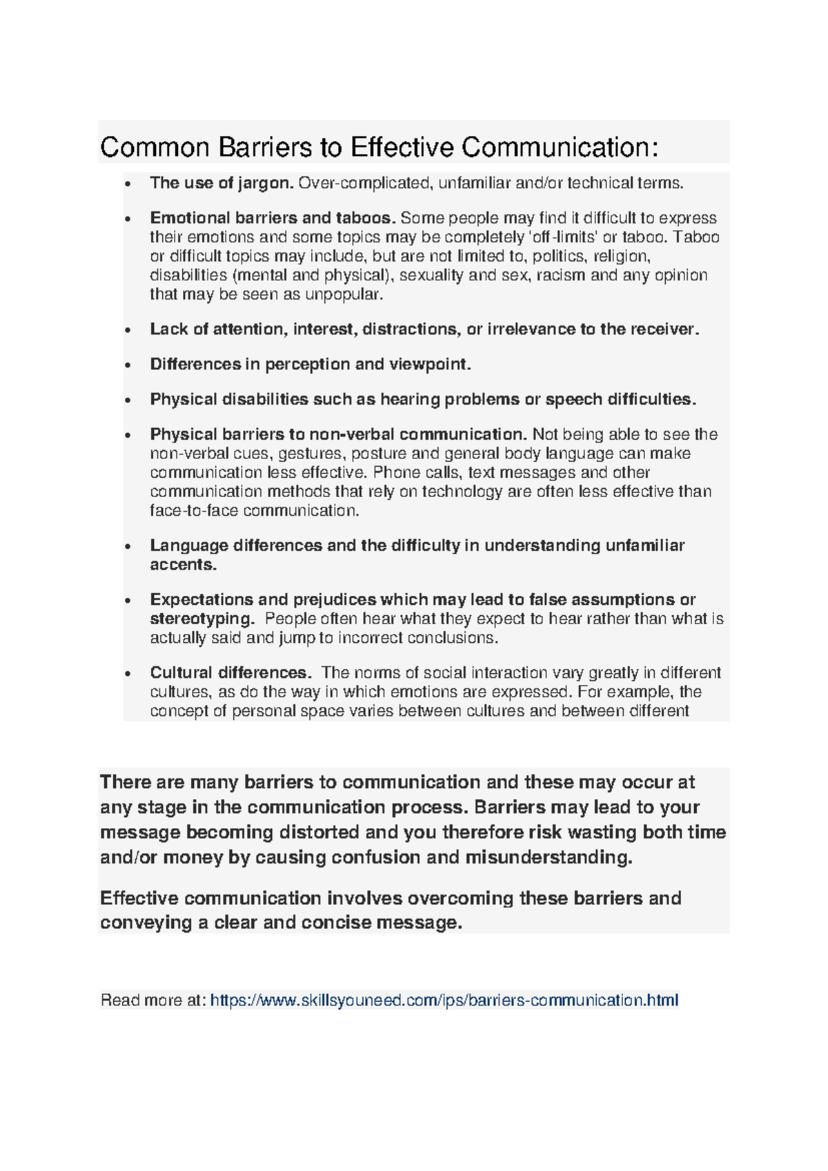 Common Barriers to Effective Communication: Jargon, Emotions & Culture ...