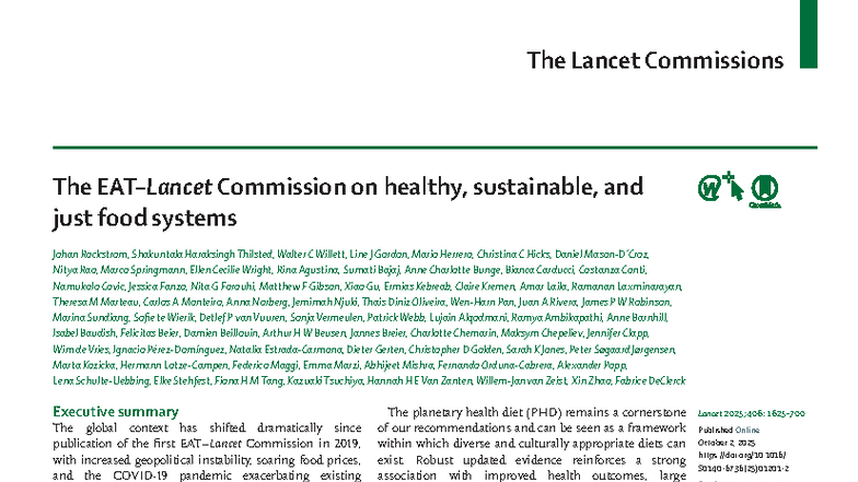 The EAT-Lancet Commission on Healthy, Sustainable, and Just Food ...