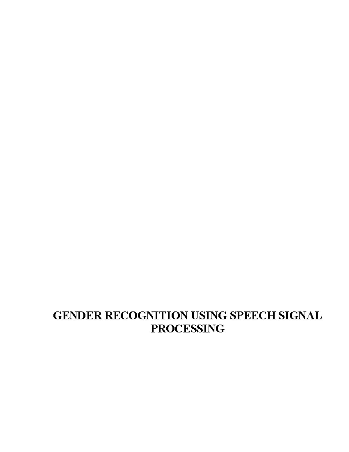 Gender Recognition in Speech Processing: Methodology and Implementation ...