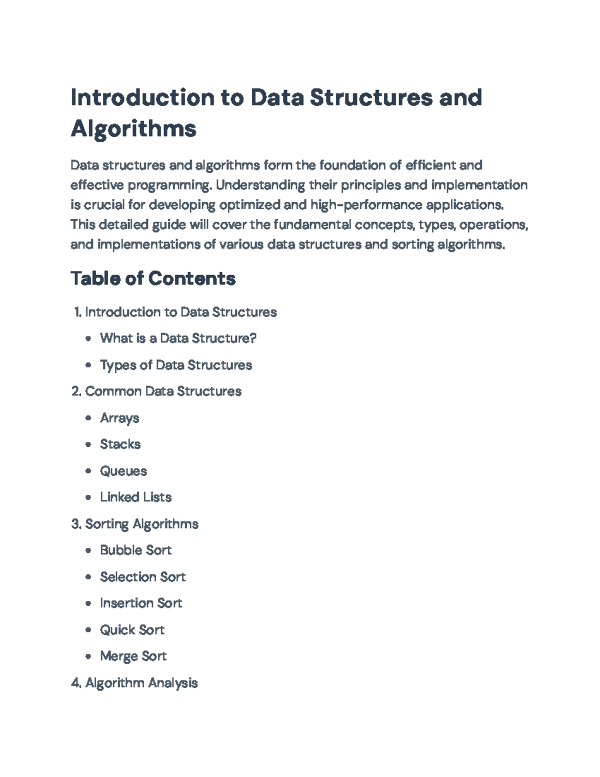 Data Structures and Algorithms Guide: Concepts, Types, and Analysis ...
