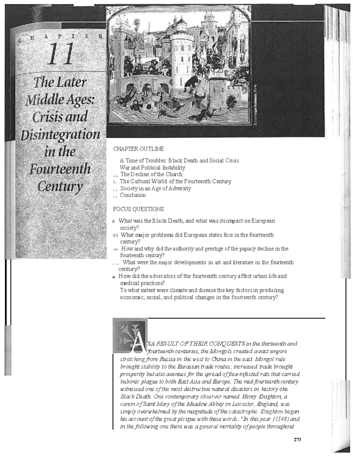 CHAPTER OUTLINE: The Fourteenth Century Crisis - Black Death, Social ...