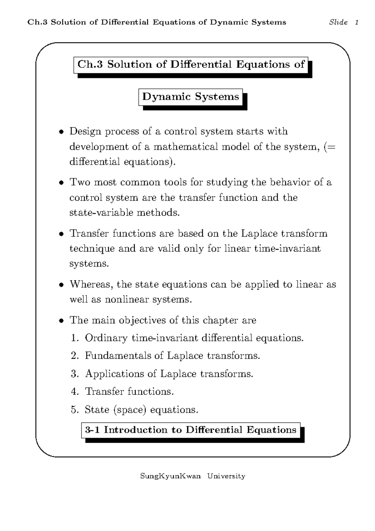 Ch.3 Differential Equations in Dynamic Systems - Lecture Notes - Studocu