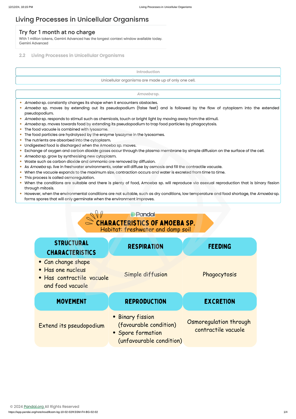 Pre F4 Biology notes - Bbnnnm - Living Processes in Unicellular ...