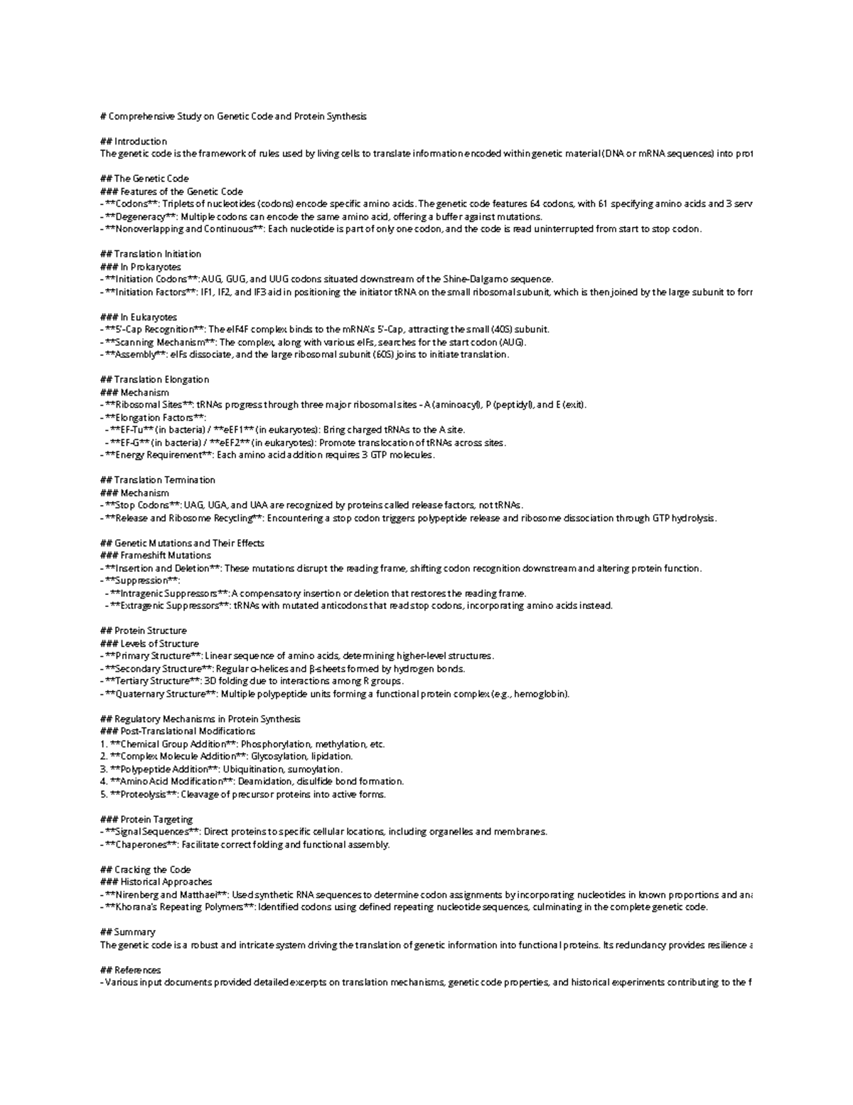 Comprehensive Overview of Genetic Code & Protein Synthesis Mechanisms ...
