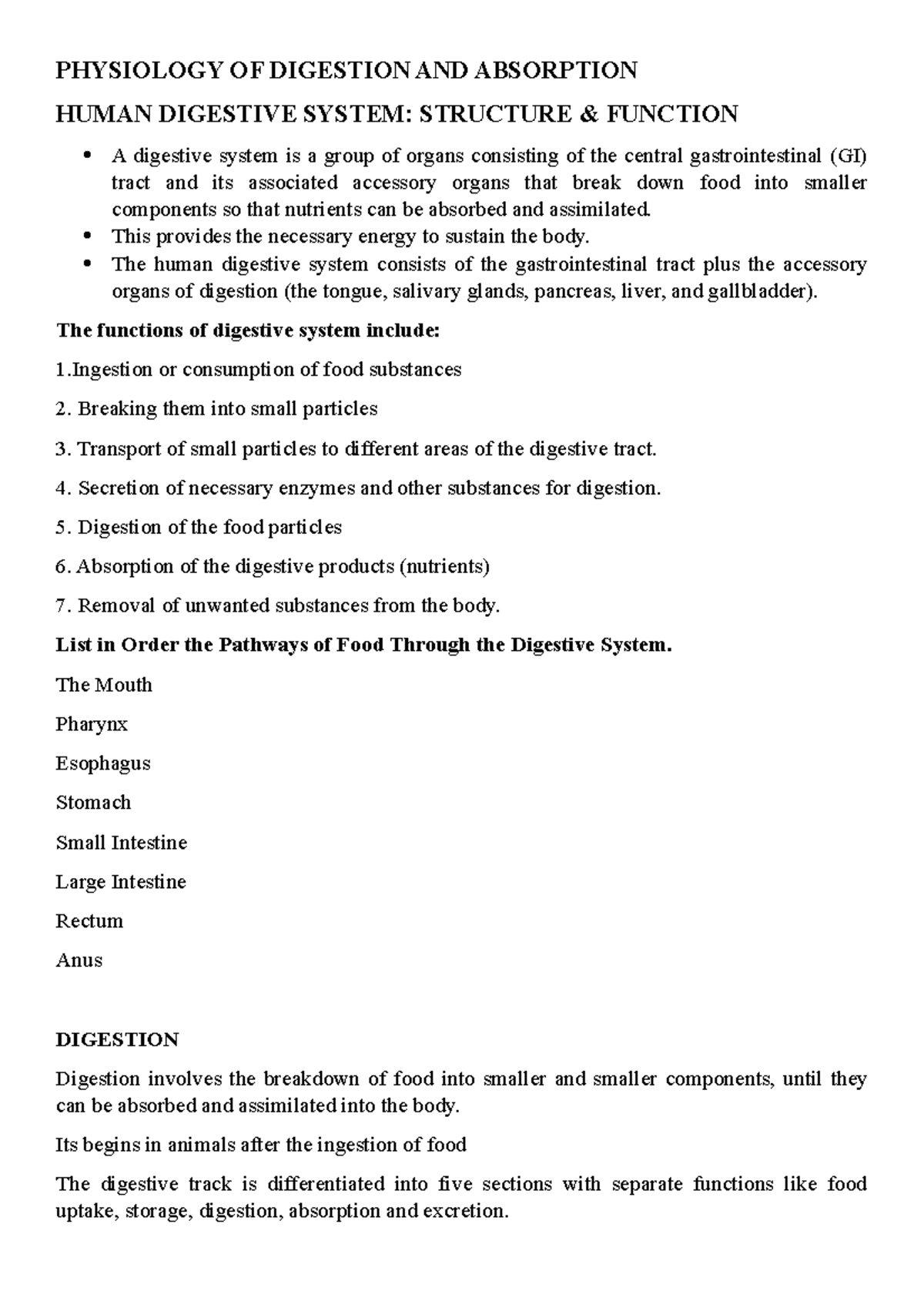Physiology OF Digestion AND Absorption -with detailed explanation ...